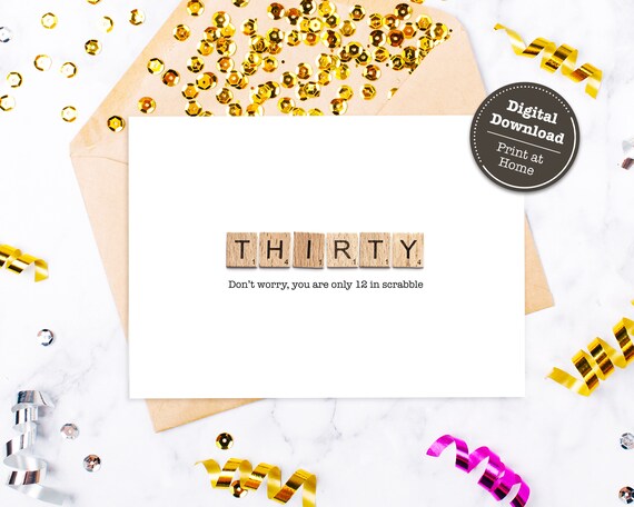 Art & Collectibles Prints Thirty Scrabble 30th Birthday Poster don't ...
