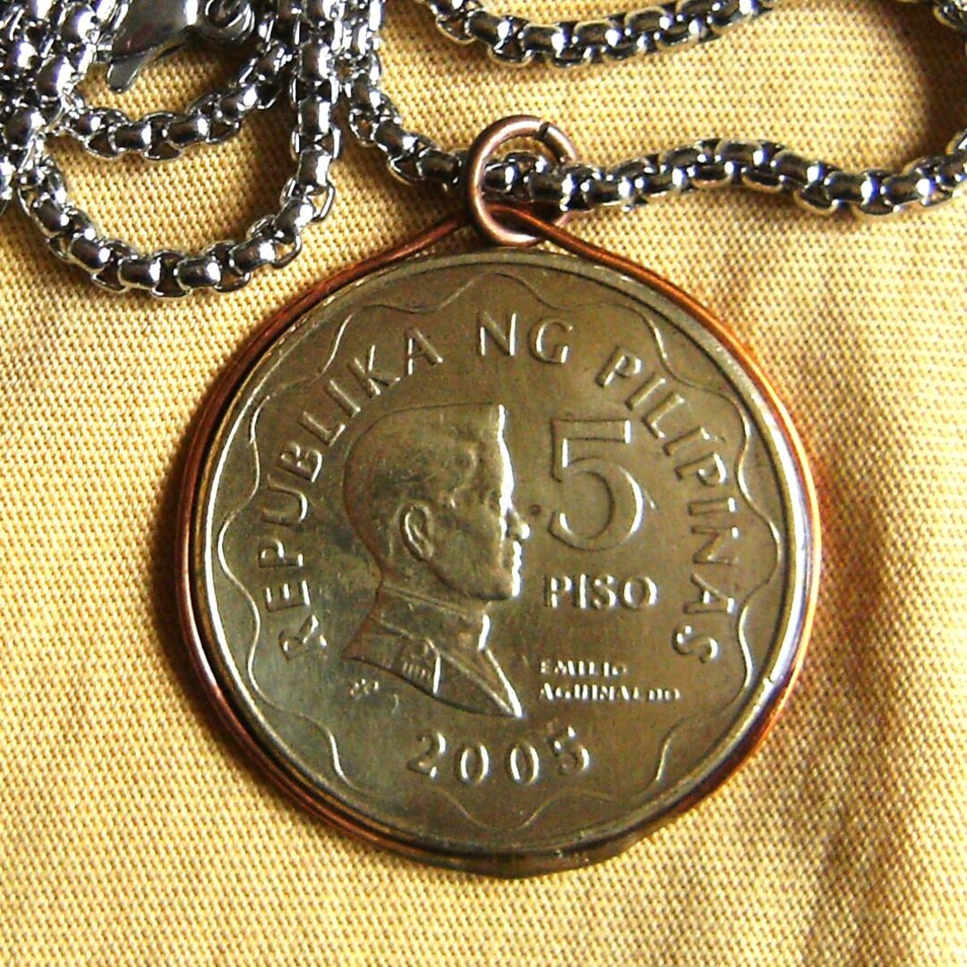 Vintage Philippine Pilipinas Piso Coin Pendant + Necklace, in Handmade ...