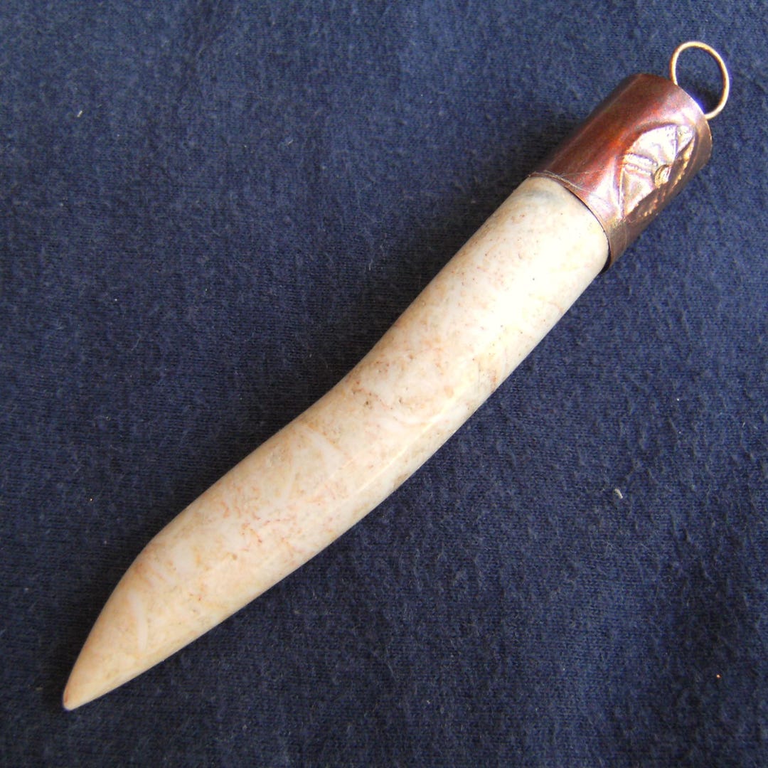 Tusk Shape Tribal Pendant African Kikuyu Motif Stone+copper Handmade ...