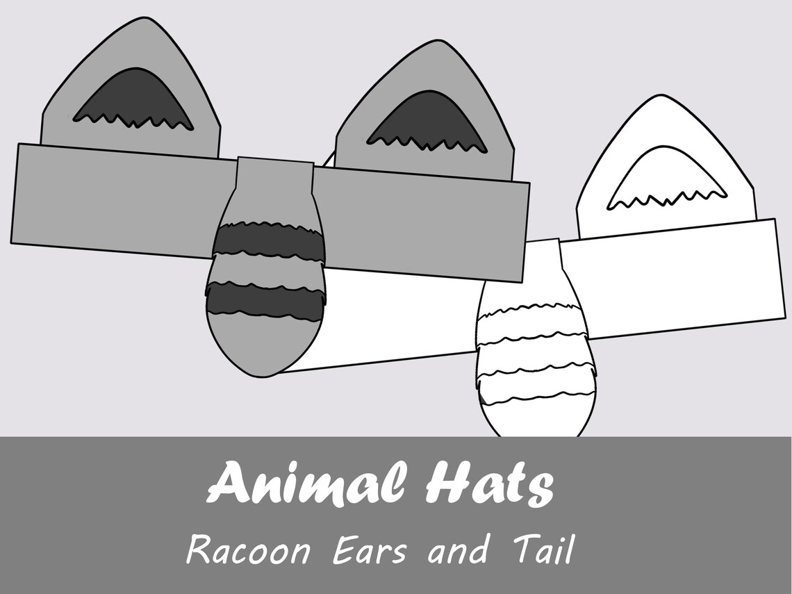 Printable Paper Animal Hat Racoon Ears and Tail - Etsy