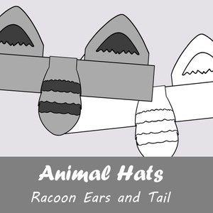 Printable Paper Animal Hat Racoon Ears and Tail - Etsy