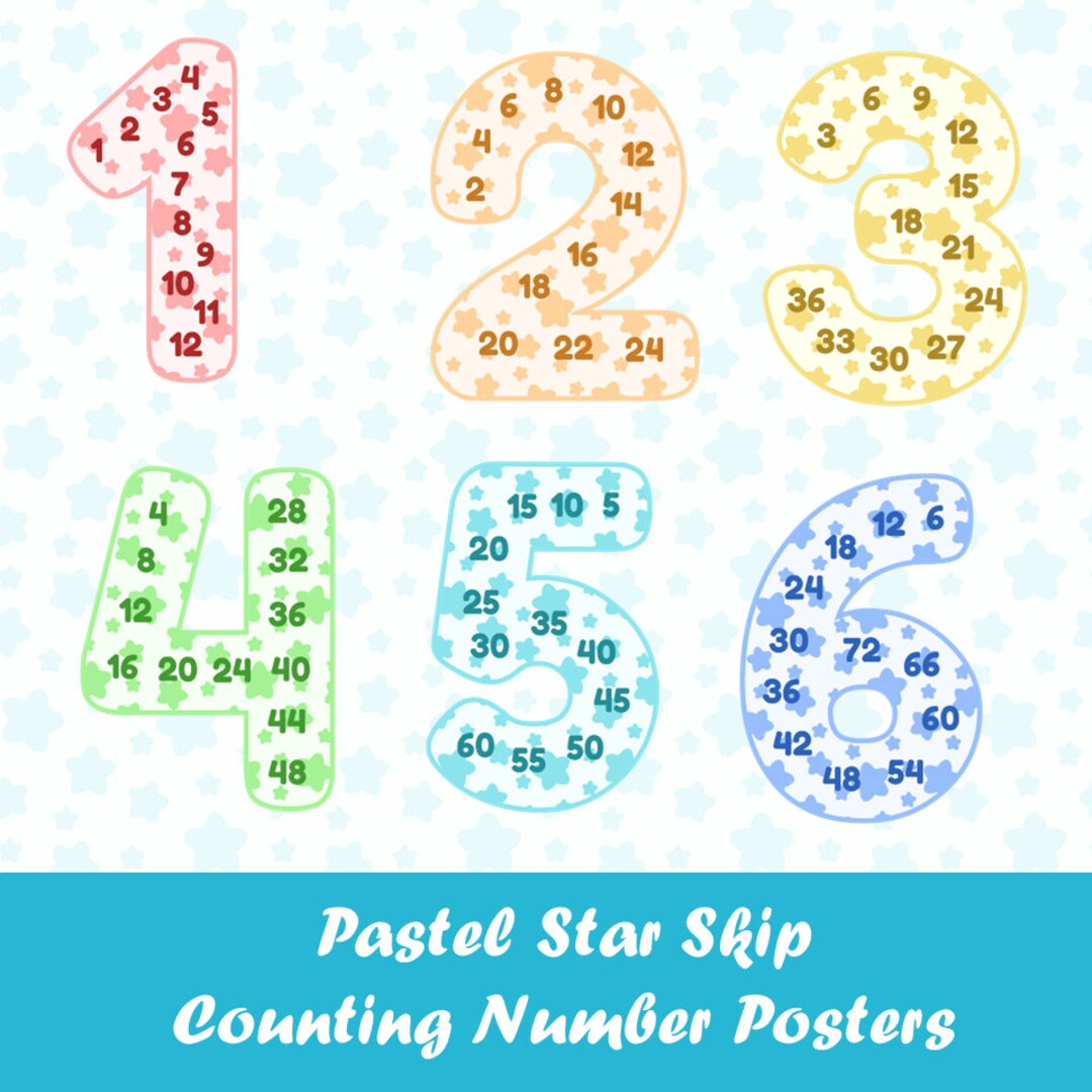 Pastel Star Skip Counting Number Posters - Etsy