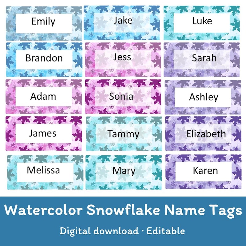Winter Name Tags - Etsy