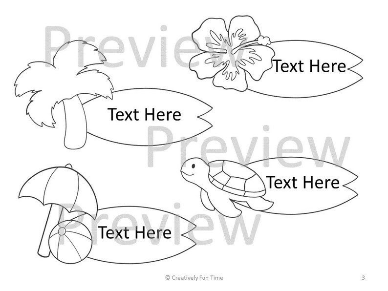 Editable Summer Themed Name Tags - Etsy