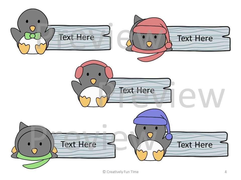 Editable Penguin Name Tags - Etsy