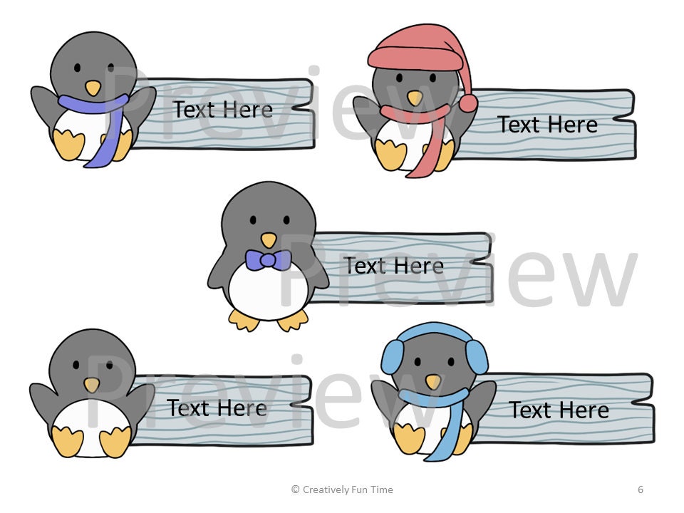 Editable Penguin Name Tags - Etsy