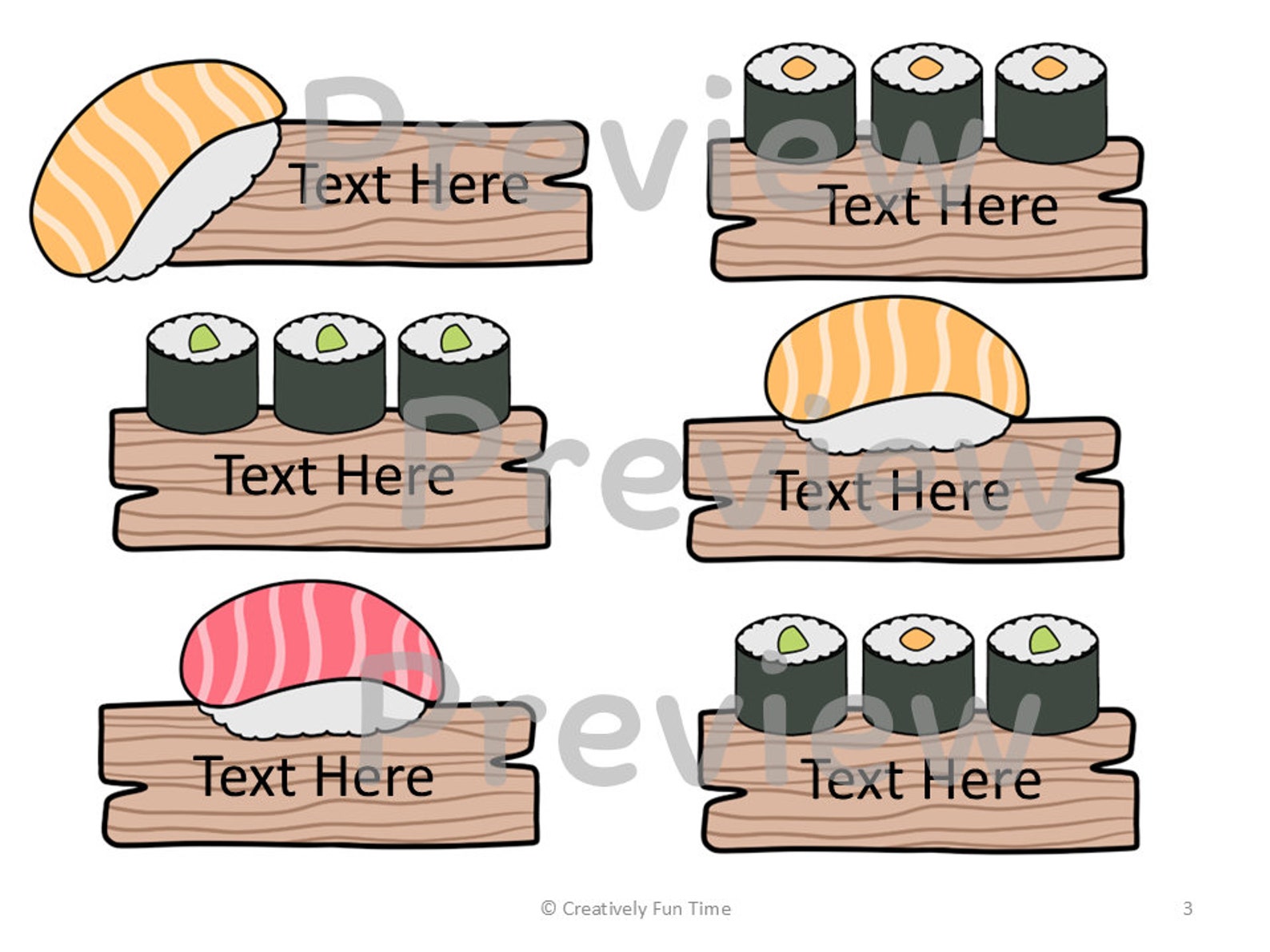 Editable Sushi Name Tags, Cute Printable Name Plates for Bulletin ...