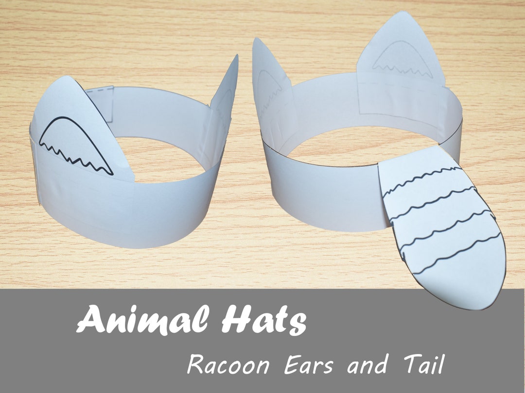 Printable Paper Animal Hat Racoon Ears and Tail - Etsy