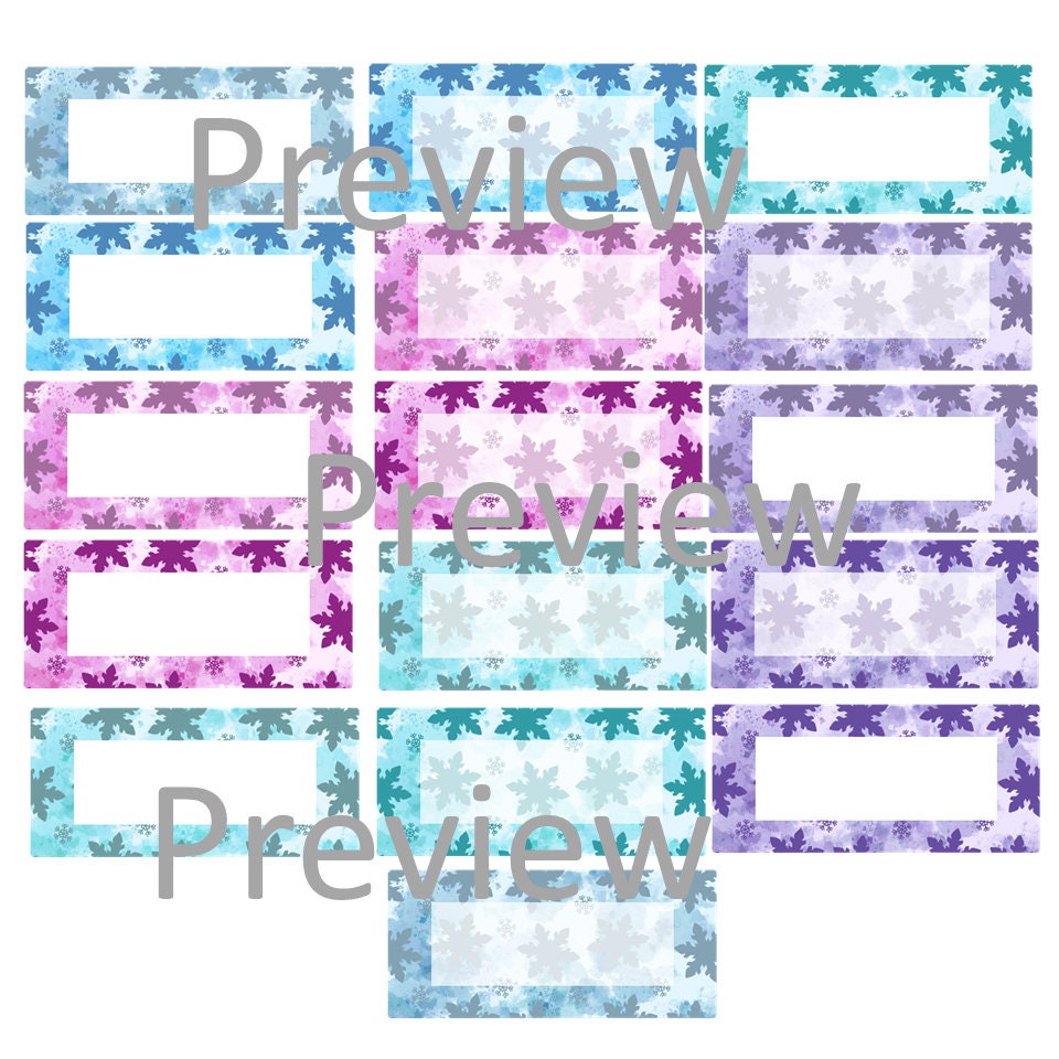 Editable Watercolor Snowflake Name Tags - Etsy