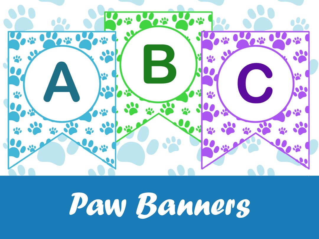 Editable Paw Print Banners - Etsy