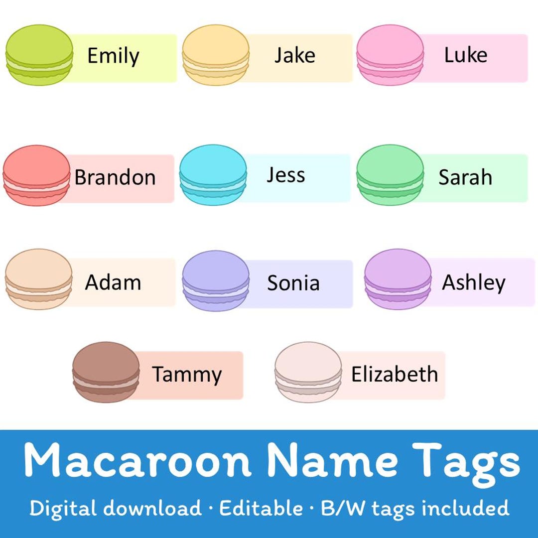 Editable Macaroon Name Tags, Cute Printable Name Plates for Bulletin ...
