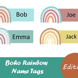 Editable Boho Rainbow Name Tags - Etsy