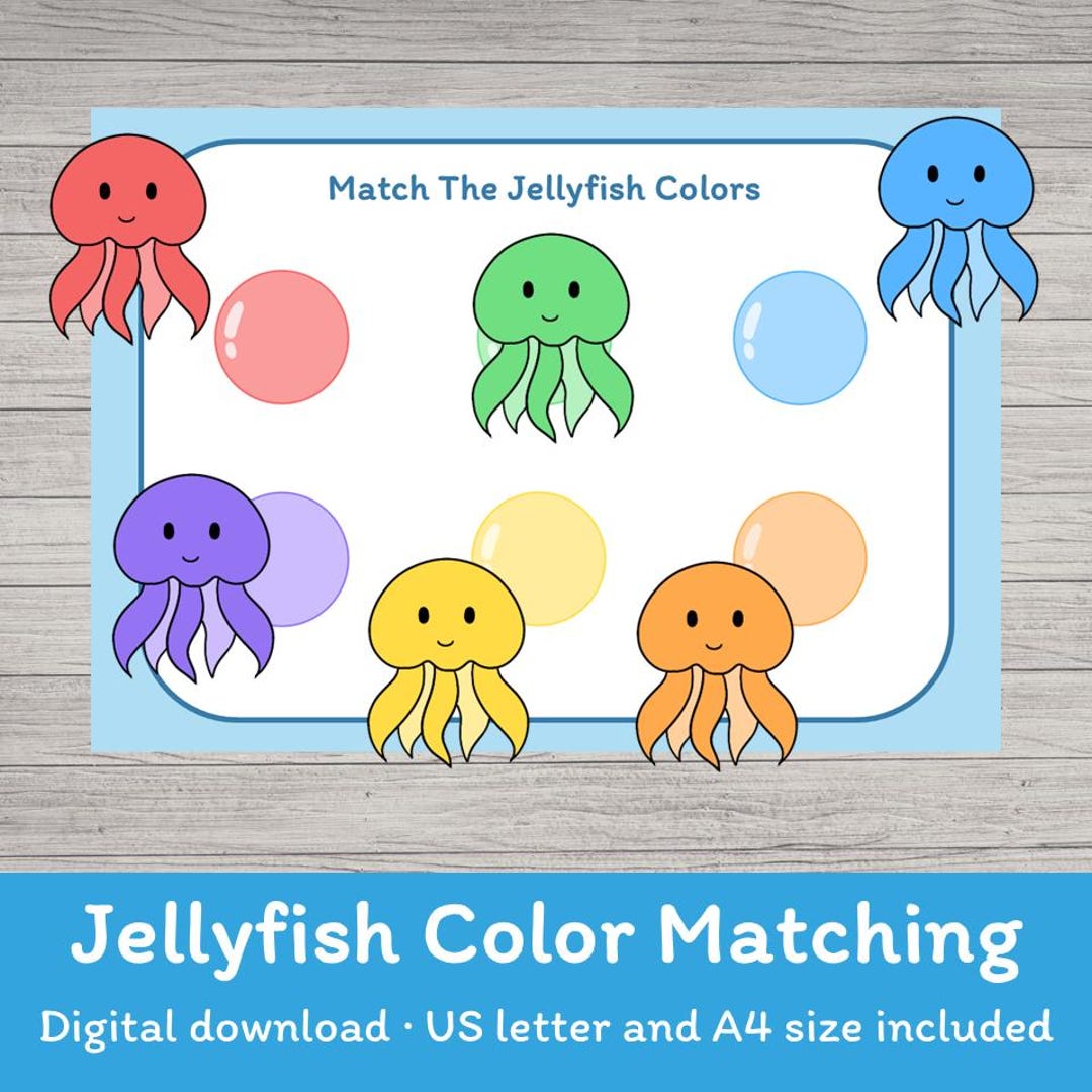 Jellyfish Color Matching Printable | Preschool Learning Cut and Paste ...
