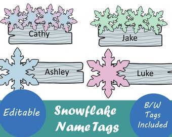 Winter Classroom Name Tags Canva Editable Winter Classroom Decor Cubby ...
