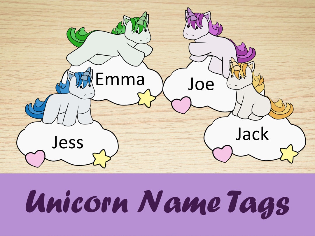 Editable Unicorn Name Tags - Etsy Australia