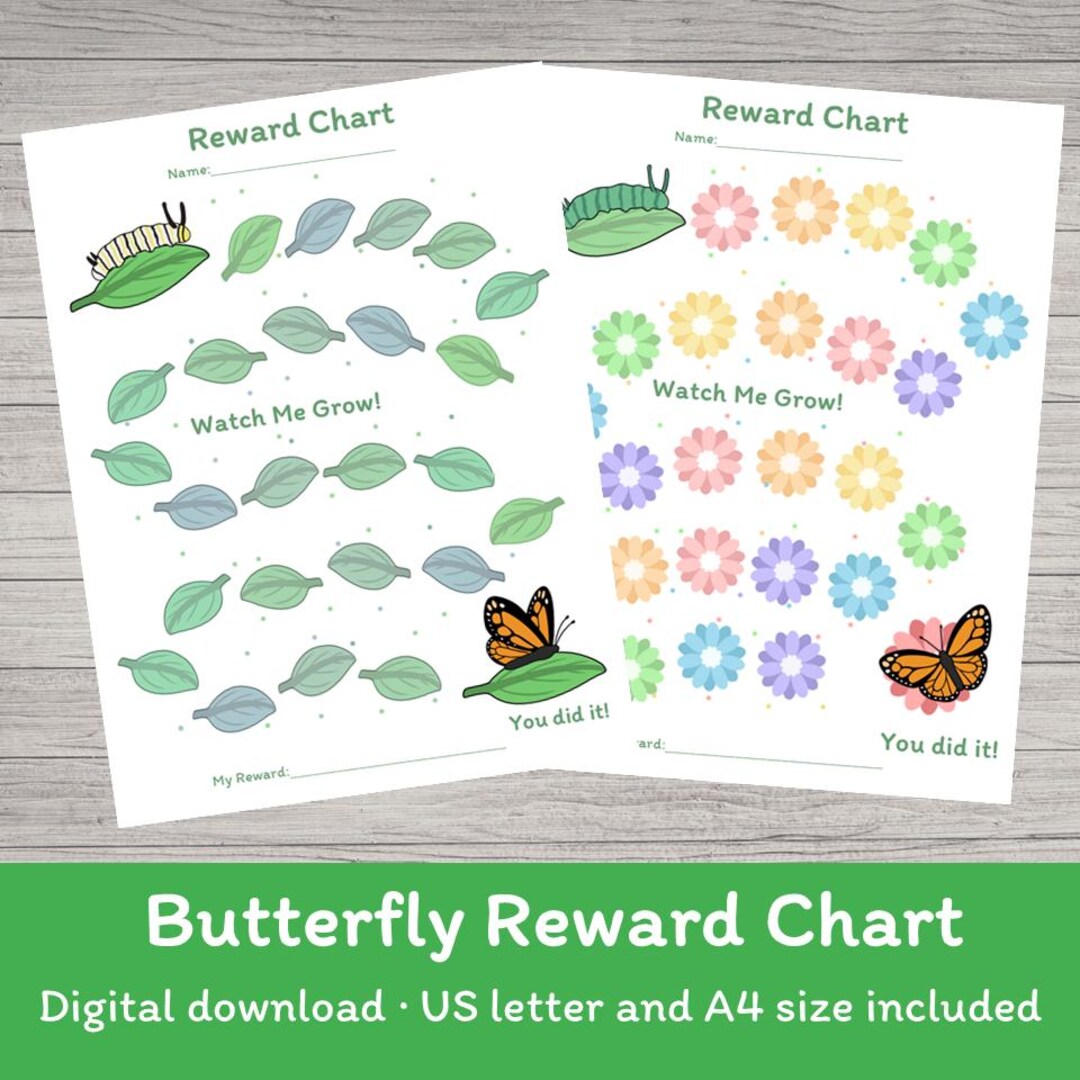 Butterfly Reward Chart Printable | Kids Chore and Behaviour Chart - Etsy