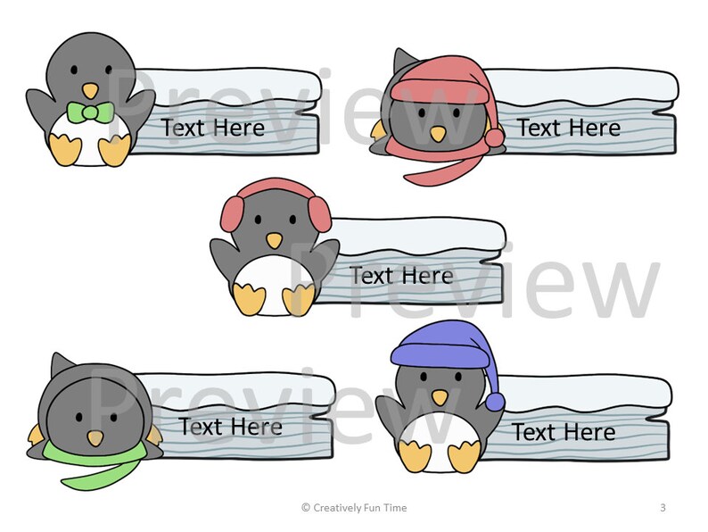 Editable Penguin Name Tags - Etsy