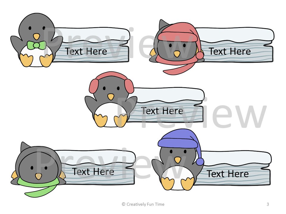 Editable Penguin Name Tags - Etsy