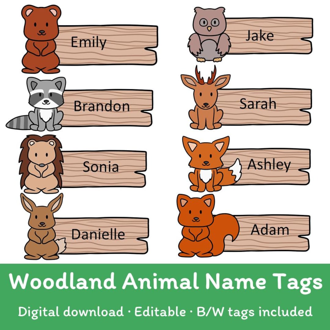 Editable Woodland Animal Name Tags: Printable Classroom Decor (digital ...