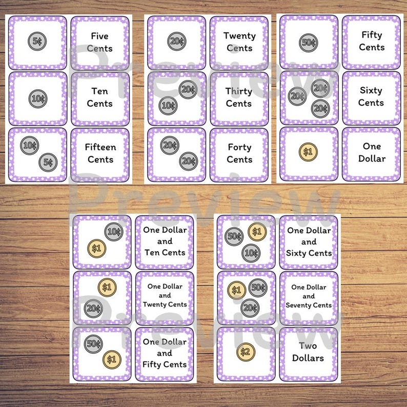 Money Matching Game Printable | Preschool Math Memory Cards - Etsy Canada