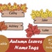 Editable Autumn Leaves Name Tags - Etsy