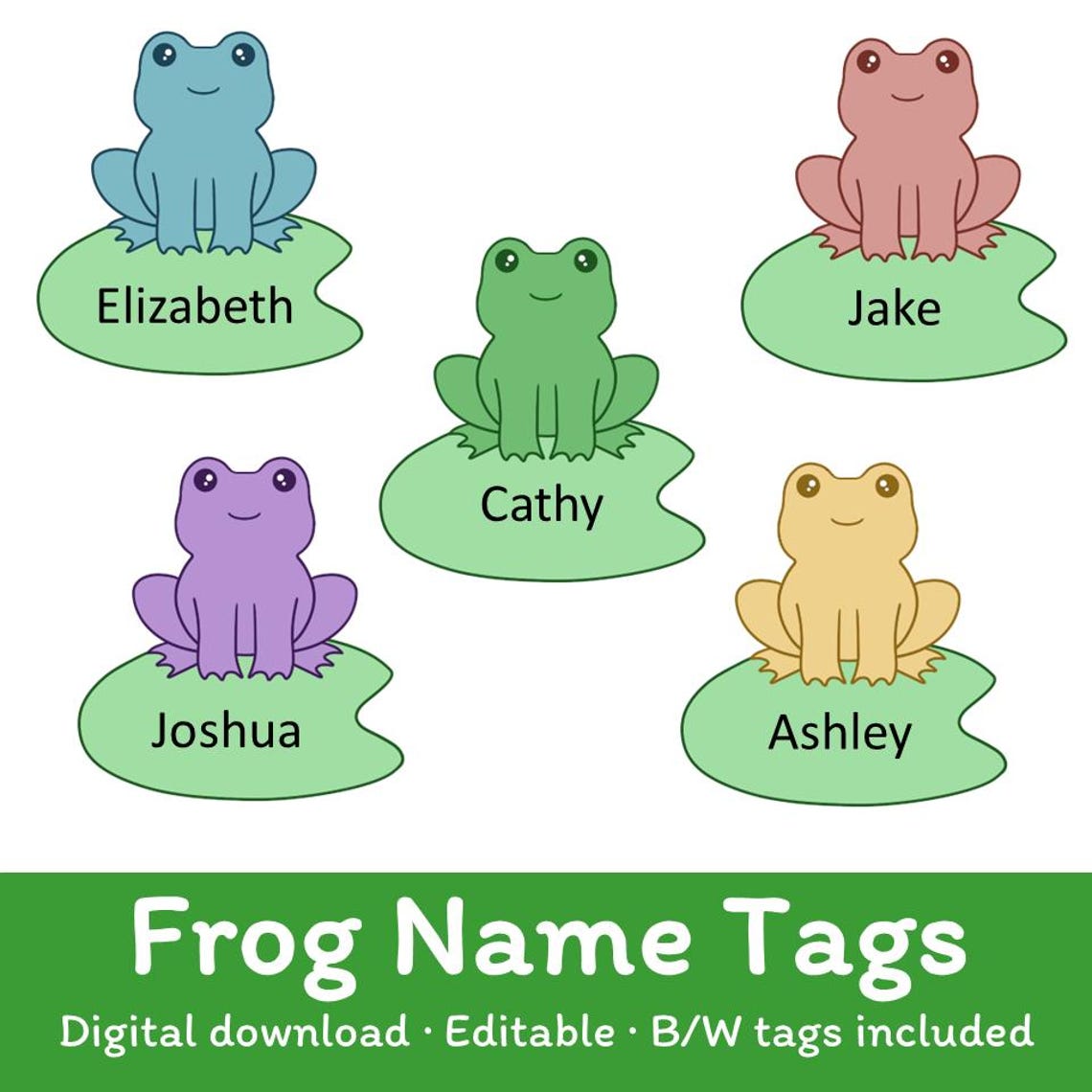 Editable Frog Name Tags - Etsy