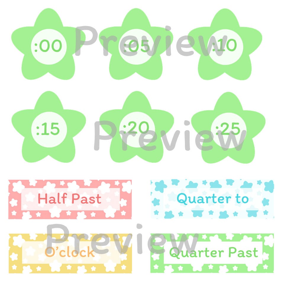 Pastel Star Clock Labels - Etsy