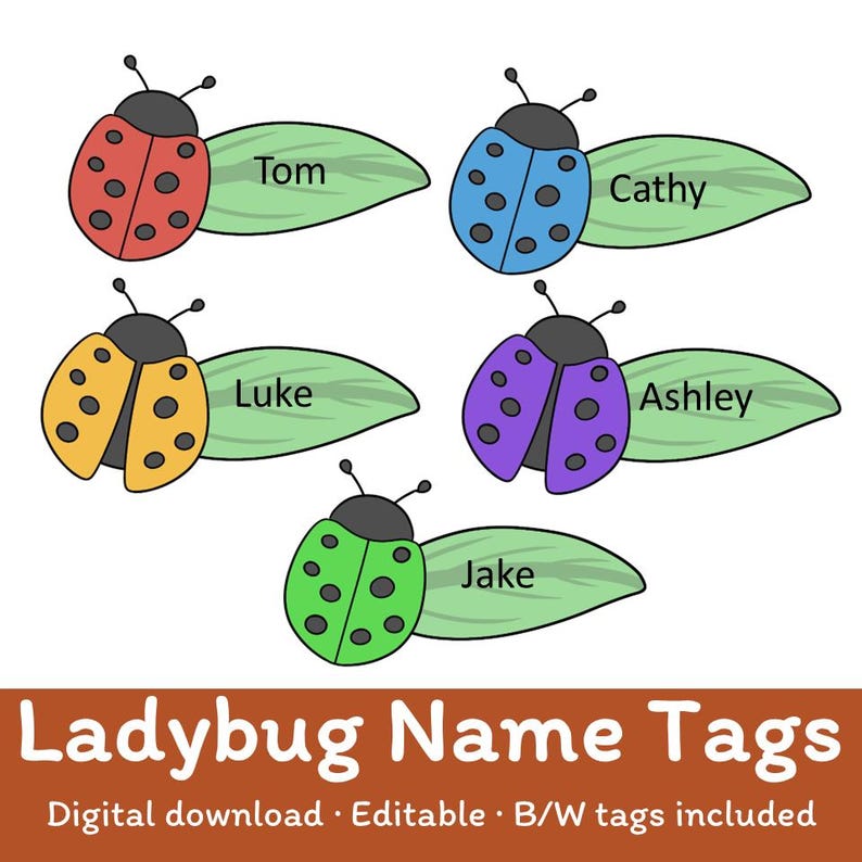 Editable Ladybug Name Tags - Etsy
