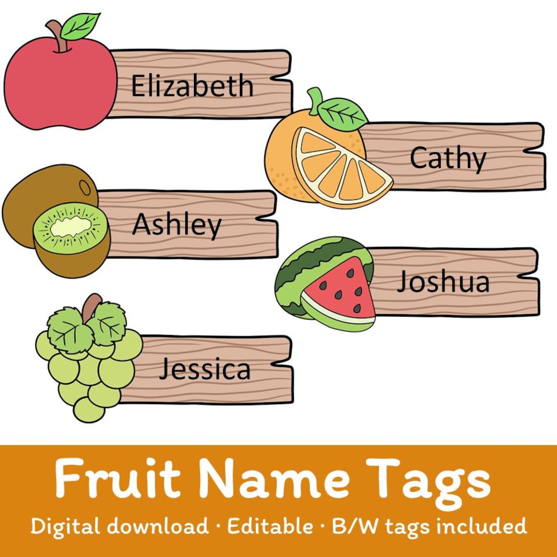Editable Fruit Name Tags - Etsy