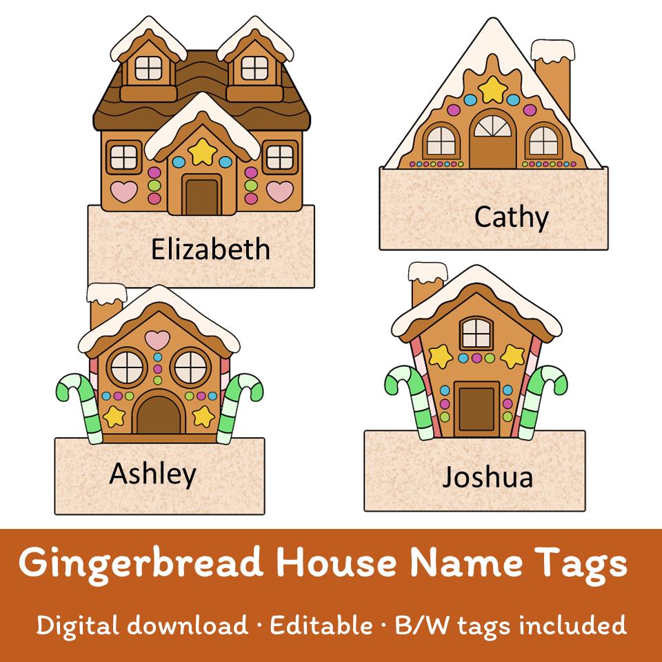 Editable Gingerbread House Name Tags: Printable Classroom Decor (PDF ...