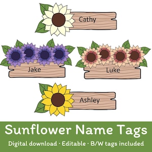 Sunflower Name Tags: Printable Classroom Decor (PDF & PPTX Digital ...