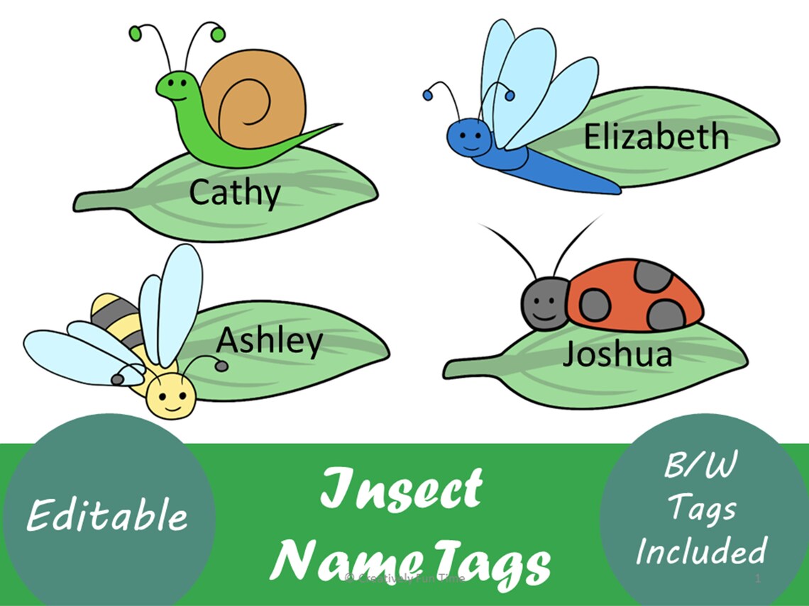 Editable Insect Name Tags - Etsy