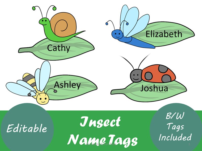 Editable Insect Name Tags - Etsy Editable Insect Name Tags - Etsy