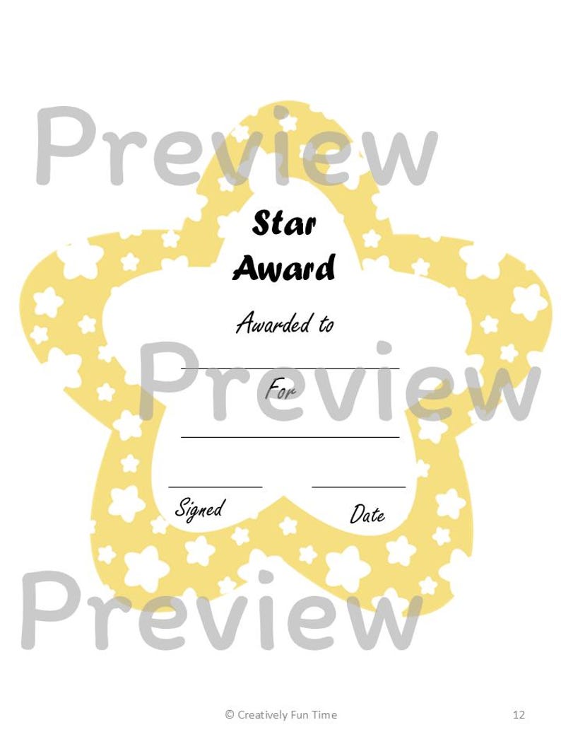 Editable Printable Star Shaped Award Certificates - Etsy