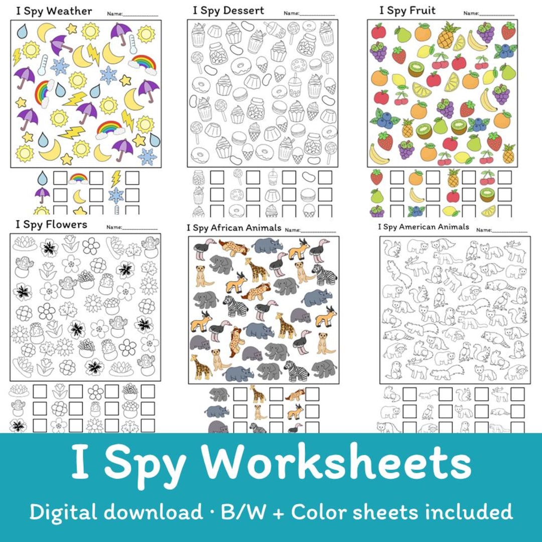 I Spy Worksheets for Kids, Observation & Counting Skill Practice - Etsy ...