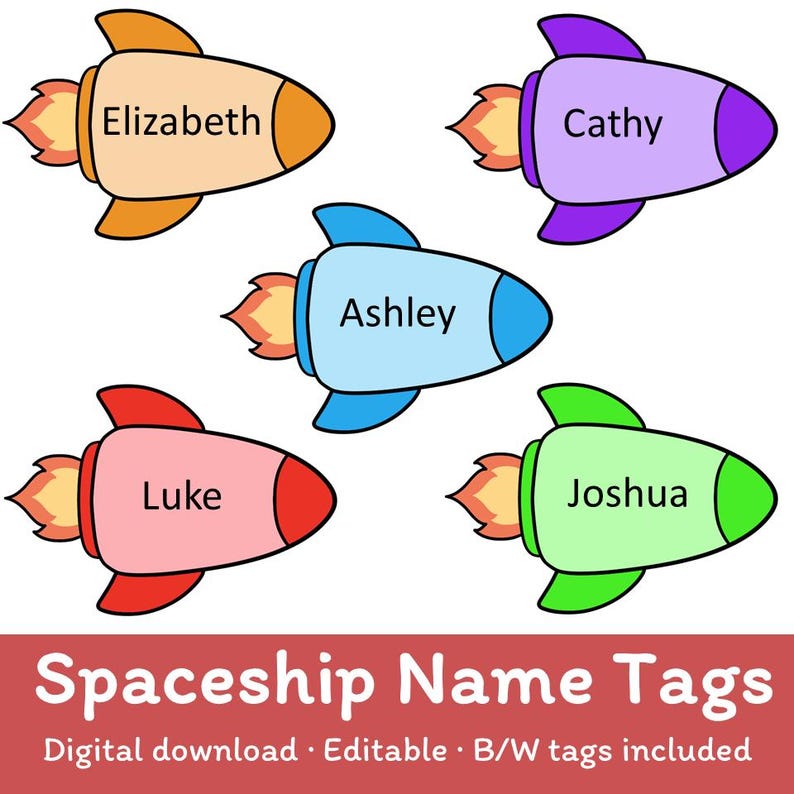 Editable Spaceship Name Tags: Printable Classroom Decor (digital ...
