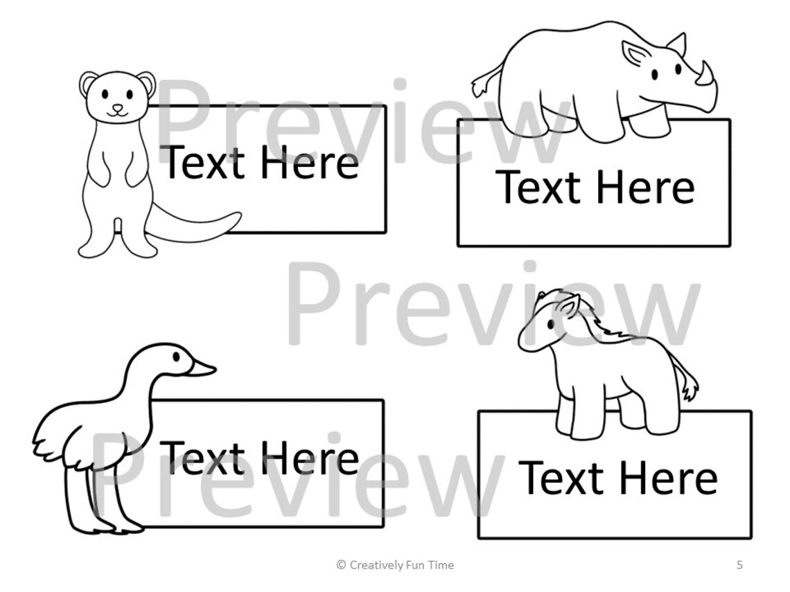 Editable African Animal Name Tags - Etsy