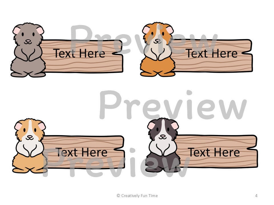 Editable Guinea Pig Name Tags: Printable Classroom Decor (digital ...