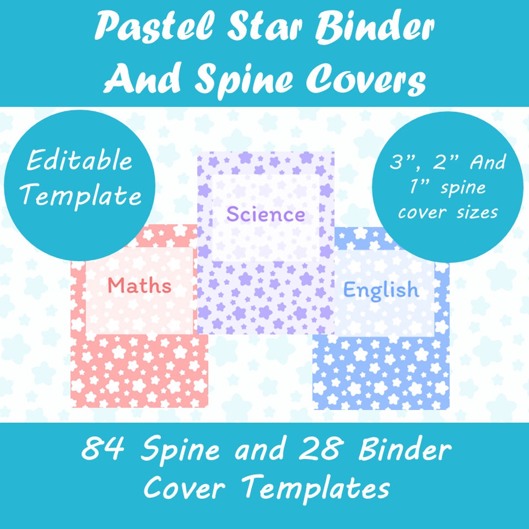 Editable Pastel Star Binder and Spine Covers - Etsy