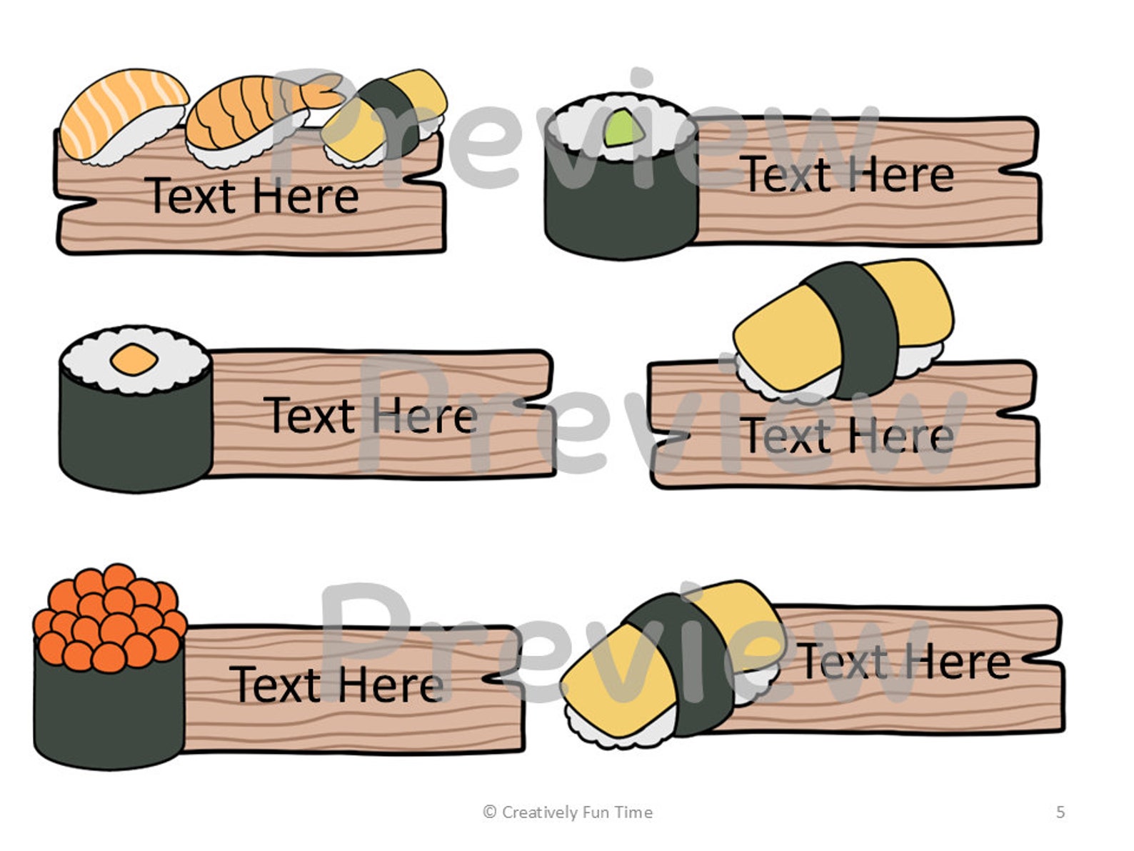 Editable Sushi Name Tags - Etsy