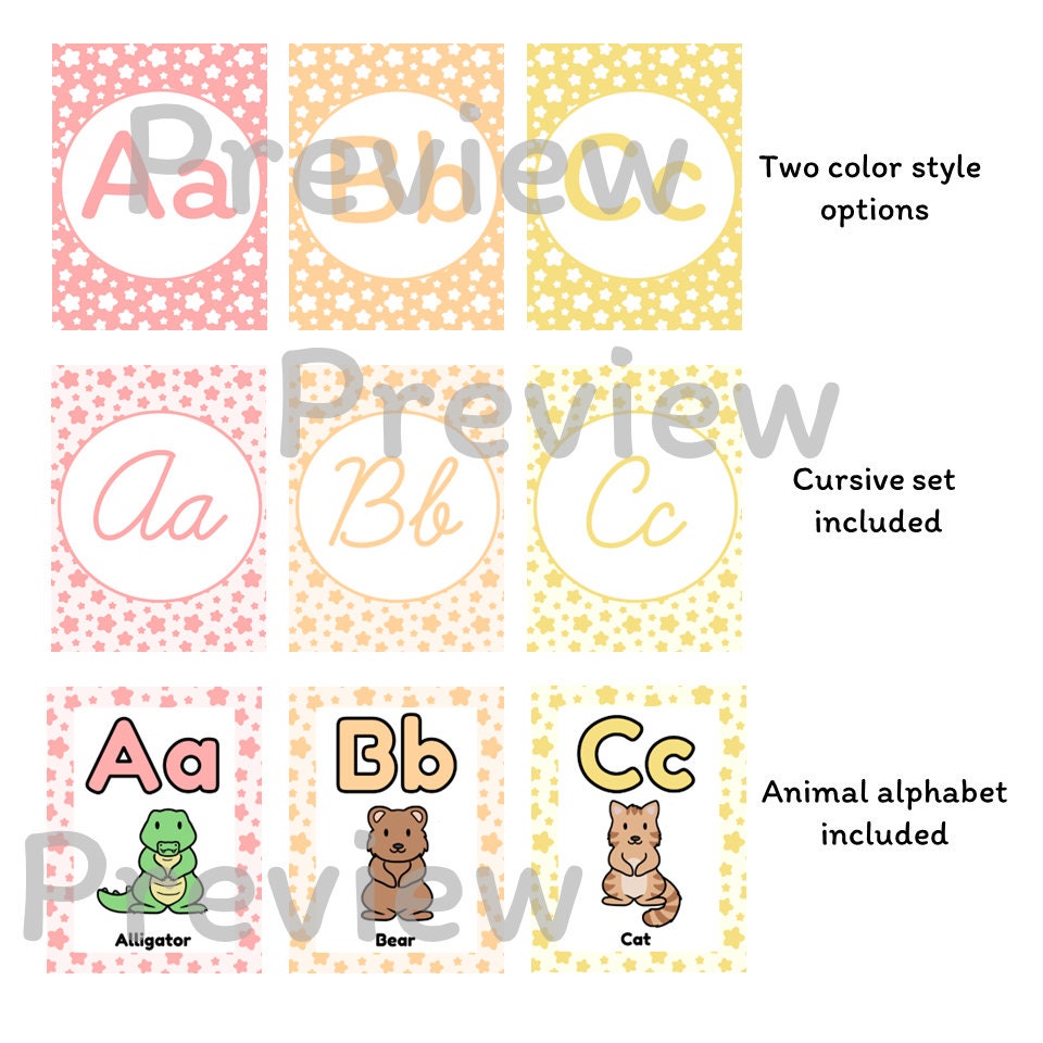 Rainbow Pastel Stars Alphabet - Etsy