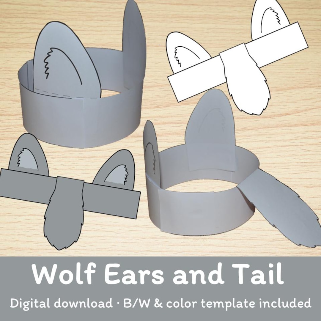 Printable Paper Animal Hat Wolf Ears and Tail - Etsy