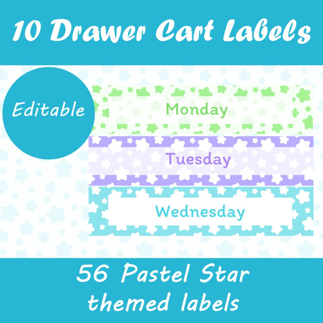 Editable Pastel Star Drawer Labels - Etsy