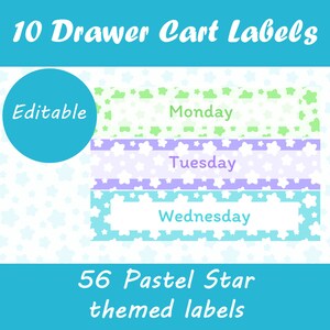 Editable Pastel Star Drawer Labels - Etsy