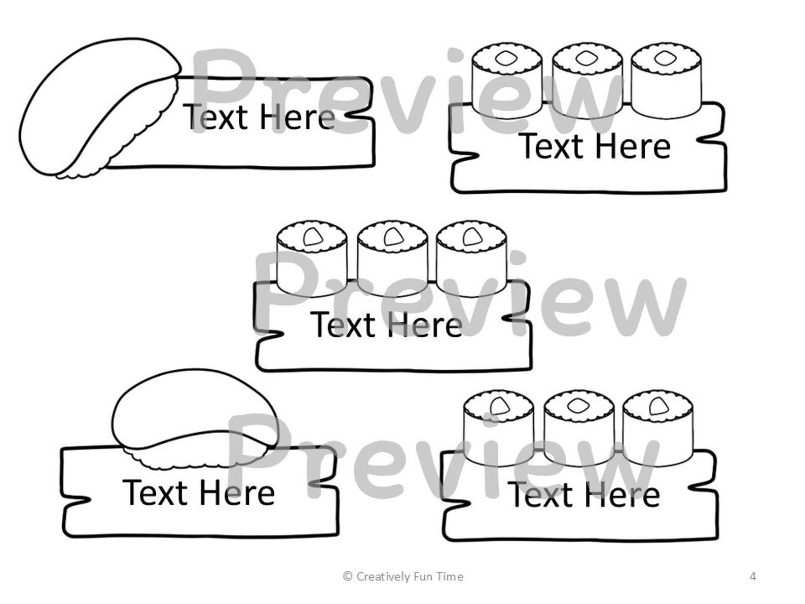 Editable Sushi Name Tags, Cute Printable Name Plates for Bulletin ...