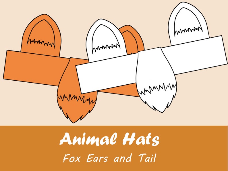 Printable Paper Animal Hat Fox Ears and Tail - Etsy