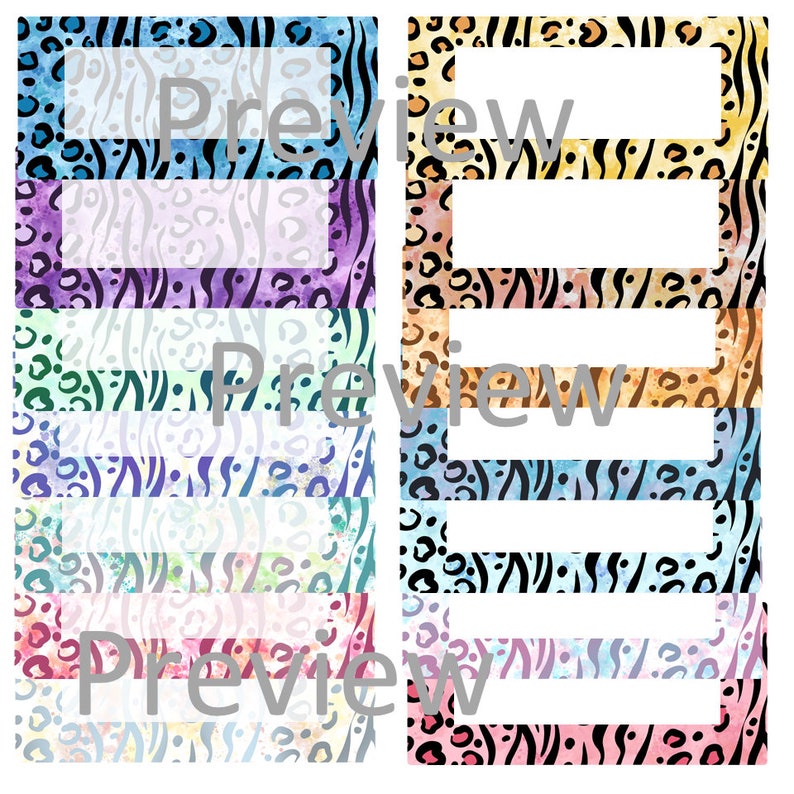 Editable Watercolor Wild Cat Pattern Name Tags - Etsy