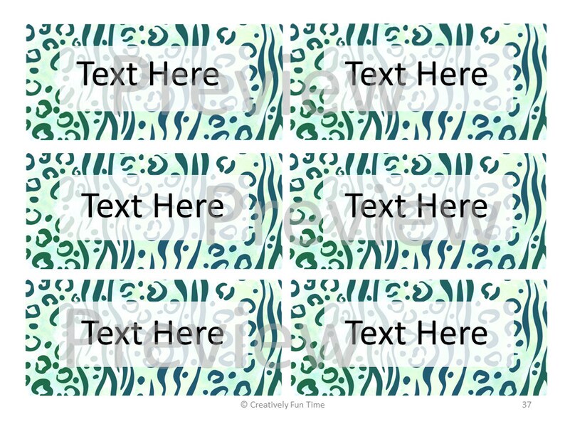 Editable Watercolor Wild Cat Pattern Name Tags - Etsy