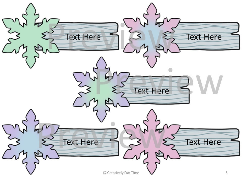 Editable Snowflake Name Tags - Etsy