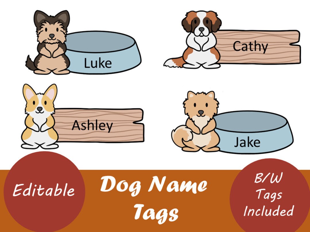 Editable Dog Name Tags - Etsy